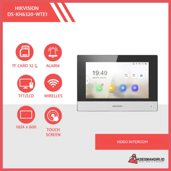 HIKVISION DS-KH6320-WTE1 Video Intercom Layar Sentuh 7 TFT